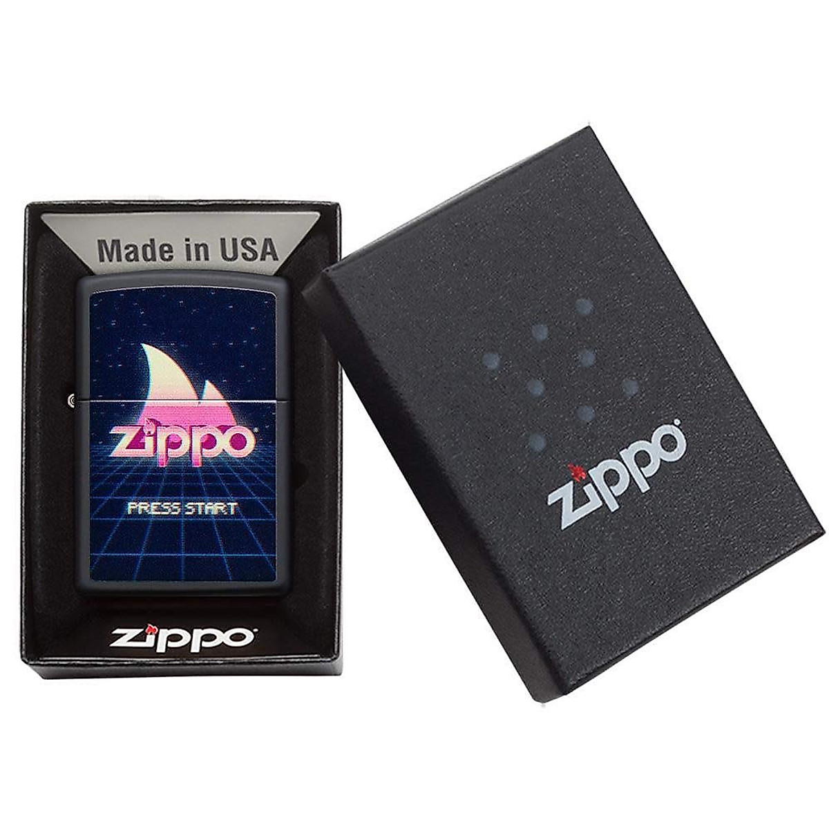 Zippo Gaming Flame Logo Design Black Matte Pocket Lighter