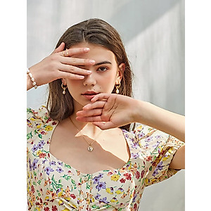 PERNNLA PEARL 18K Gold Cresent Moon Star Sun Pendant Necklaces for Women Dainty Celestial Coin Cute Necklace Layered Chain Necklaces Women Jewelry 18”