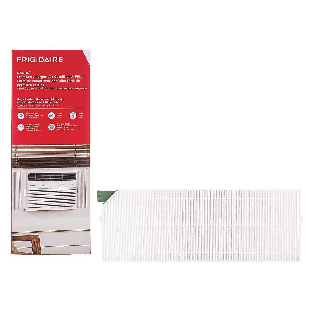 Frigidaire FRPARAC10 PureAir® RAC-10 Premium Allergen Air Filter Replacement for Window ACs - Effective for Dust, Pollen, and Pet Dander