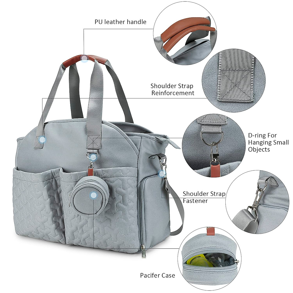 Breast Pump Bag - Baby Diaper Tote Bag with Laptop Sleeve and Insulation Pocket, Fit Most Breast Pumps Like Medela, Spectra S1,S2 (Blue)