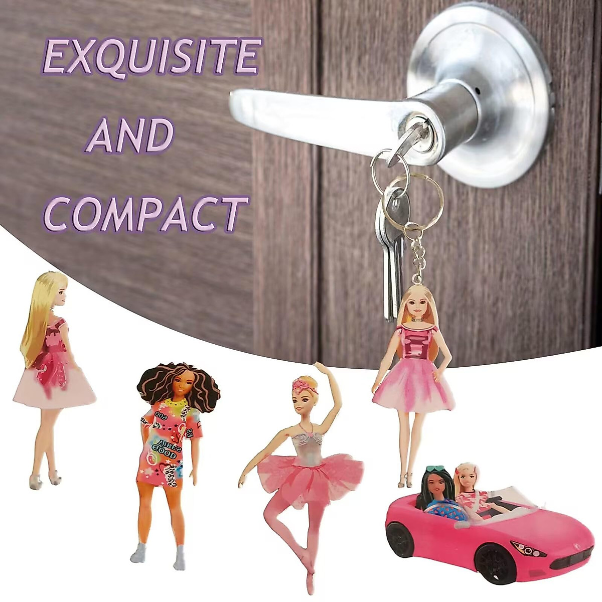 Dymuchi Style 3D Printed Personalized Key Rings, 5 Piece Acrylic Cute Key Charms, School Bag Charms, Tote Bag Charms (5pcs)