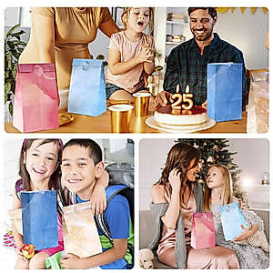 JOHOUSE 54PCS Paper Goodie Bags with Stickers, Colorful Marbleized Treat Bags Party Favor Bags Birthday Gift Bags Party Accessories for Kids Birthday Party