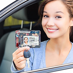 Fintie Slim Minimalist Front Pocket Wallet, RFID Blocking Credit Card Holder Card Cases with ID Window for Men Women (Blooming Hibiscus)