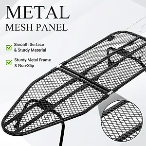 ZOES HOMEWARE Metal Mesh Panel Tabletop Ironing Board | Foldable Iron Board | Heavy Duty Small Iron Board with Heat Resistant Cover and 100% Cotton 8mm Thicken Pad | 31.5"x11.8"x6.2"