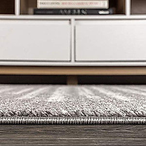 JONATHAN Y MOH205B-4 Aya Berber Stripe Geometric Indoor Farmhouse Area-Rug Bohemian Minimalistic Striped Easy-Cleaning Bedroom Kitchen Living Room Non Shedding, 4 X 6, Gray,Cream