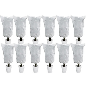 EAONE 12 Pack Plant Covers Freeze Protection, 32x 47'' Winter Frost Blankets for Outdoor Plants Reusable Plant Protector Drawstring Bags for Cold Frost Freeze Sun Protection Bird Insect Prevention