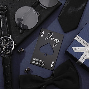 JATEBI Groomsmen Bottle Openers,5Pcs Personalized Man Credit Card Bottle Opener,Team Groom Gifts,Groomsman, Best Man, Usher, Groom Gift, Father of the Bride