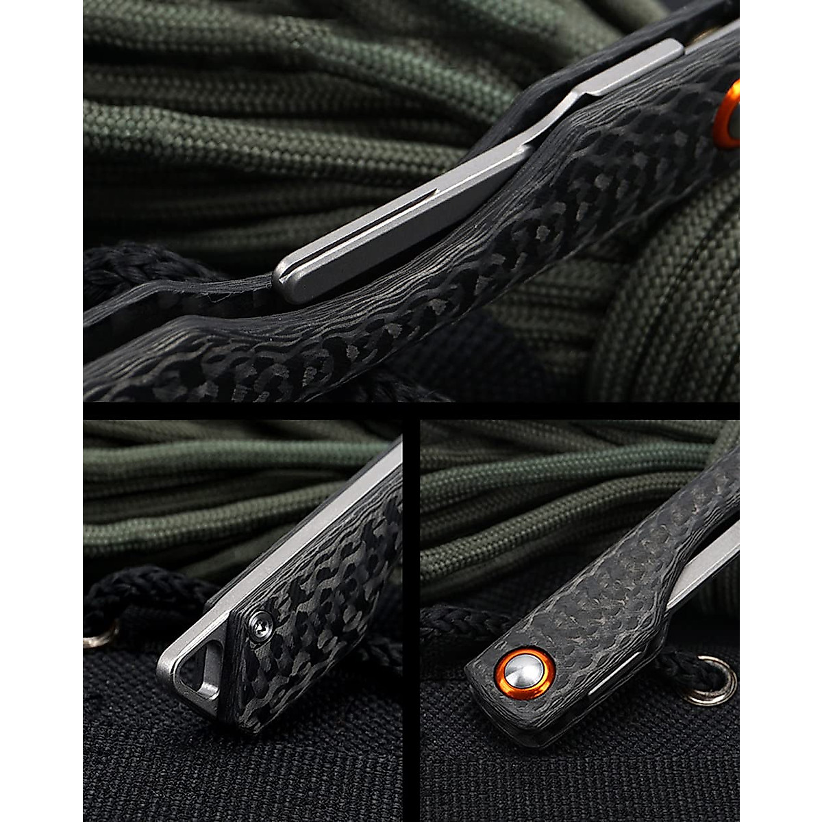 ainhue A32-CF Compact Slip Joint Scalpel Folding Pocket Knife, 10pcs #24 Replaceable Blade, 3.2 inches Contoured Carbon Fiber Handle with Lanyard, Utility EDC Keychain Box Opening Knives