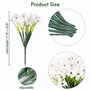 XEOLIAN 20 Bundles Artificial Flowers Hydrangea Silk Flowers Heads Fake Outdoor Indoor Flowers No Fade Faux Plastic Greenery Shrubs Garden Porch Window Box Décor (White)