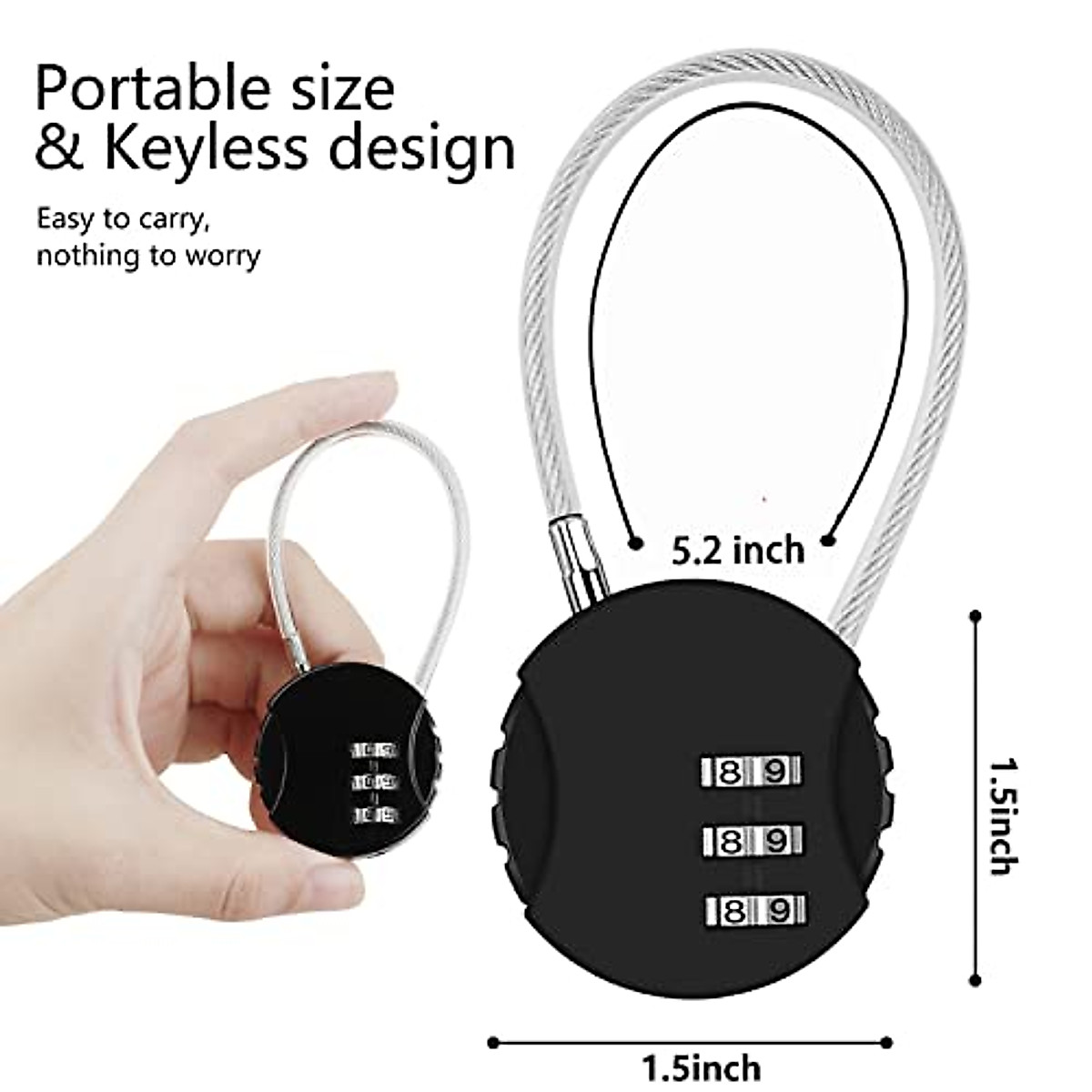 CROMLL 2 Pack Combination Lock 3 Digit Outdoor Waterproof Padlock for School Gym Locker, Sports Locker, Luggage，Fence, Toolbox, Gate, Case, Hasp Storage (Black&Blue)