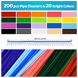 200psc 20colors, Pipe Cleaners, Chenille Stems, Pipe Cleaners for Crafts, Pipe Cleaner Crafts, Art and Craft Supplies,…