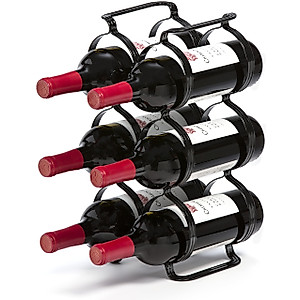 Mango Steam 6 Bottle Counter-top Wine Rack - Storage Organizer for Kitchen Countertops, Pantry, Fridge - (Black)