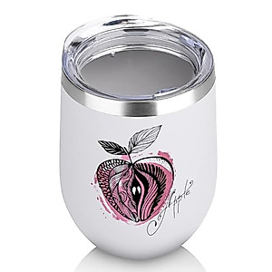 silichee 20 Oz Stainless Steel Wine Tumbler with Lid on Watercolor Applestyle Zentangle Insulated Tumblers Vacuum Coffee Mugs for Hot and Cold Drinks,Coffee,Wine