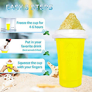 TUNISE Slushy Maker Cup, Slushy Squeeze Cup,DIY Quick Frozen Magic Cup,Double Layer Slush Cup Squeeze,Fasting Cooling Slushy Maker Cup,Suitable For Famliy Homemade Summer DIY Milk Shake Ice Cream Maker(Yellow)