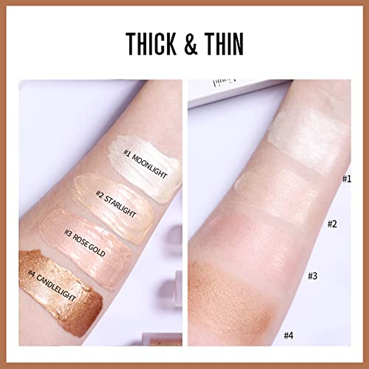 Jutqut Liquid Highlighter, Shimmer Face Body Highlighter Wand,Waterproof and Long-lasting Cream Smooth Highlighter Illuminator, Silky Natural Glow Makeup Stick for Body, 02#STARLIGHT