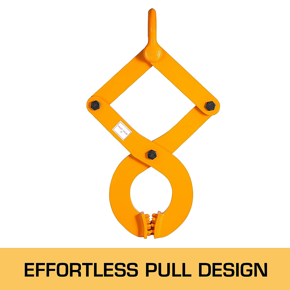 VEVOR Pallet Puller, 1T/2205 LBS Heavy Duty Steel Single Scissor Yellow Clamp, 4.3 Inch Jaw Opening and 0.5 Inch Jaw Height, Hook Pulling Hoisting Tool for Forklift Chain, Yellow