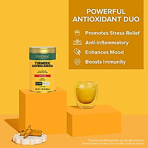 VAHDAM, Golden Milk Recovery & Nourishing Latte Mix - Ashwagandha with Turmeric Curcumin (72 mg, 81% Curcuminoids), Ginger & Black Pepper | Non-GMO & Gluten Free |HERBAL SUPPLEMENT - 40 Servings