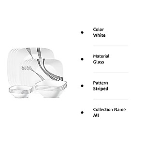 Corelle Urban Arc 16pc, Service for 4, Dinnerware Set, 8 Plates Bowls, Chip & Break Resistant, Dinner and Corelleware White