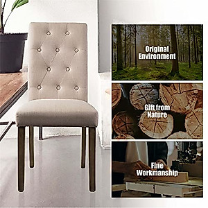 Zaboro Dining Chair Set of 2, Aristocratic Style, Noble and Elegant Solid Wood Tufted Dining Chair Dining Room Chair,Beige