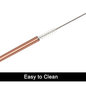 Copper Straws, Pure Copper Drinking Straws Gift Set Food Safe 8.5inch Long Handcrafts Bent and Straight Copper Straws with Cleaning Brush(2*Bent+2*Straight)