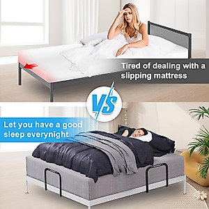 Mattress Retainer Bar, Extra Tall Mattress Slide Stopper for Metal Frame Mattress Holder Gripper to Keep Mattress from Sliding (2 Mattress Holders+1 Bedside Caddy)