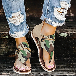 Sandals for Women Dressy Summer Women's Ladies Casual Camouflage Flip Flops Comfy Sandals Zipper Shoes Shoes Womens Sandals