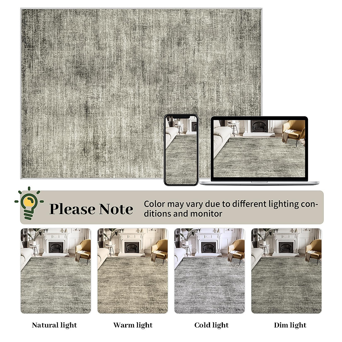 8x10 Area Rugs for Living Room Bedroom: Large Washable Rugs 8x10 Soft Abstract Rug Indoor Floor Non-Shedding Non Slip Carpet for Dining Room Under Table Nursery Farmhouse Home Office (Grey)