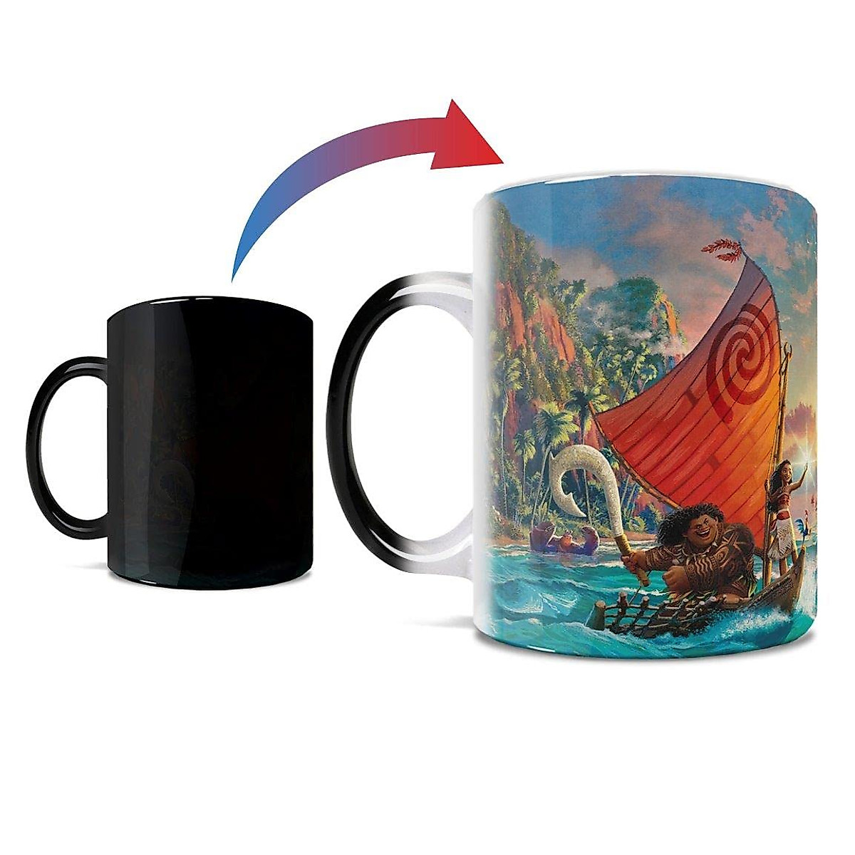 Morphing Mugs Disney – Moana – Thomas Kinkade Studios - One 11 oz Color Changing Ceramic Mug – Image Revealed When HOT Liquid Is Added!