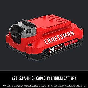 CRAFTSMAN V20 Lithium Ion Battery, 2.0-Amp Hour, 2 Pack (CMCB202-2) , Red