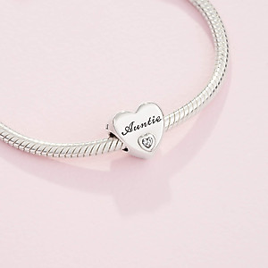PANDORA Auntie Love Heart Charm - Compatible with PANDORA Moments Bracelets - Jewelry for Women - Made with Sterling Silver & Cubic Zirconia