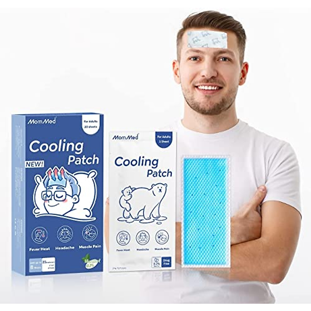 Fever Patch for Family,38 Sheet Fever Cooling Patches for Fever Discomfort, Heat Relief, Drug Free Cooling Gel Pads, Fever Reducer, First Aid, Home and Travel (Family 38 Sheets)