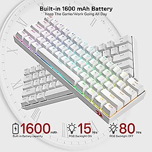 Redragon K530 Pro Draconic 60% Wireless RGB Mechanical Keyboard, BT/2.4Ghz/Wired 3-Mode 61 Keys Compact Gaming Keyboard w/Hot-Swap Socket, Free-Mod Plate Mounted PCB & Clicky Blue Switch