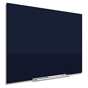 Quartet Magnetic Whiteboard, Glass White Board, 50" x 28", Black Dry Erase Surface, Frameless, InvisaMount (G5028IMB)