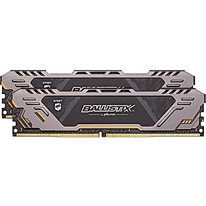 Crucial Ballistix Sport at 2666 MHz DDR4 DRAM Desktop Gaming Memory Kit 32GB (16GBx2) CL16 BLS2K16G4D26BFST