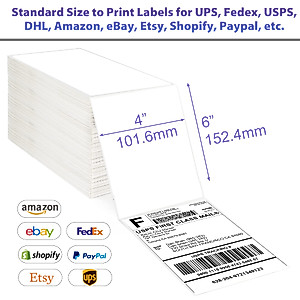 LotFancy 4x6 Direct Thermal Shipping Labels, 1000 Thermal Labels Fanfold with Perforated and Strong Adhesive, White Mailing Labels Compatible with Zebra, Rollo Thermal Printer