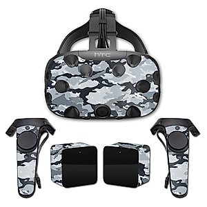 MightySkins Skin Compatible with HTC Vive Full Coverage - Gray Camouflage | Protective, Durable, and Unique Vinyl Decal wrap Cover | Easy to Apply, Remove, and Change Styles | Made in The USA