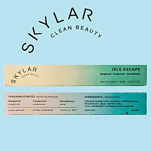 Skylar Isle Escape Eau de Parfum - Hypoallergenic & Clean Perfume for Women & Men, Vegan & Safe for Sensitive Skin - Fresh Perfume with Notes of Bergamot, Cardamom & Sandalwood - 10mL /0.33 Fl oz