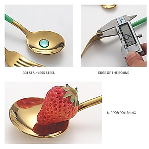 Aimilan 24 Piece Green Silverware Set For 6, 18 10 Stainless Steel Titanium-plated Flatware Set, Portugal Cutlery Set Includes Knife/Fork/Spoon Mirror Polished, Dishwasher Safe (24-Piece for 6)