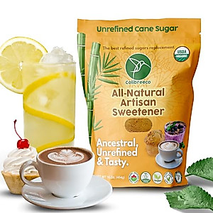 Colibreeco, Unrefined Cane Sugar, 1 Pound (Pack of 1): Sweeten your Drinks and Recipes With Powder Organic Cane Sugar, Naturally Sweet and Chemical-Free, Panela, Piloncillo, Jaggery, Raw Sugar.