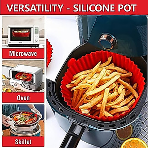 Altalsby Air Fryer Silicone Liner 2 Pack, 8 inch Non-Stick Reusable Air Fryer Basket Liners for 3-5 QT Baskets, Airfryer Silicone Pot for Ninja Air Fryer, Oven Microwave Accessories, Red
