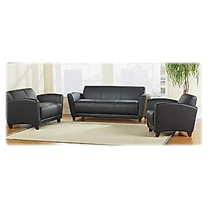 Lorell Leather Reception Sofa, 44" Height X 31" Width X 44" Length, Black