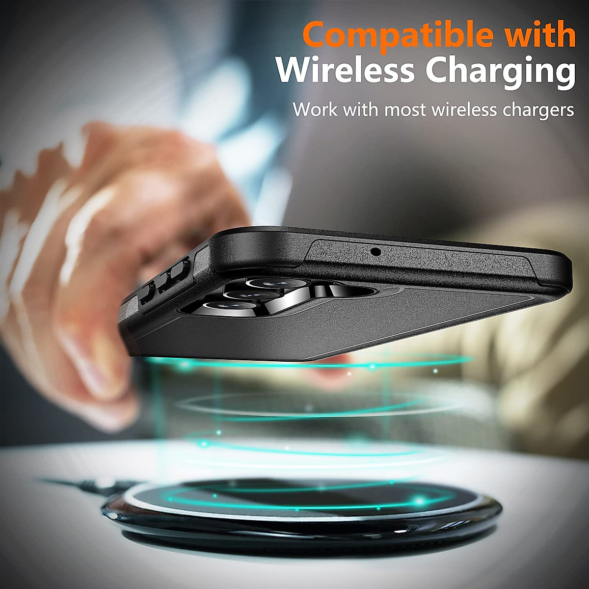 SPIDERCASE Designed for Samsung Galaxy S23 Case, [10 FT Military Grade Drop Protection], 2 Pack [Tempered Glass Screen Protector+Camera Lens Protector] Heavy Duty Shockproof Case, Black