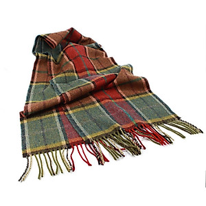 Biddy Murphy 100% Irish Lambswool Plaid Scarf, Soft & Warm, Celtic Tartan Pattern, Earthtone