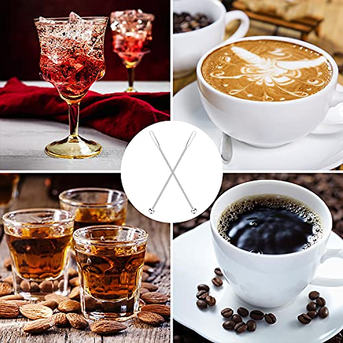 8 Pieces Stainless Steel Coffee Beverage Stirrers Drink Swizzle Stick with Small Rectangular Paddles, Beverage Stirrers for Coffee Cocktail Chocolate Milk Juices