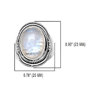 YoTreasure 12x16 MM Moonstone Chunky Ring .925 Sterling Silver