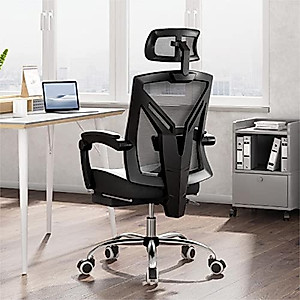 Hbada Ergonomic Office Chair High Back Desk Chair Recliner Chair with Lumbar Support Height Adjustable Seat, Headrest- Breathable Mesh Back Soft Foam Seat Cushion with Footrest, Black