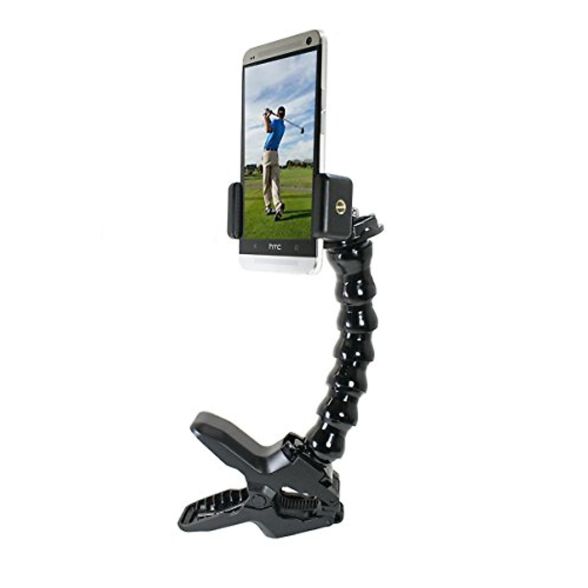 Golf Gadgets® - Swing Recording System | Large Device Holder (PHABLET) with Jaws Clamp & Gooseneck Mount. Compatible Large Devices Like iPhone 6/7 Plus, Samsung Galaxy Note, etc.