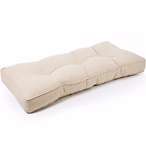RULAER Tufted Bench Cushion Indoor 42x16x4 inch Extra Thick Soft Bench Cushion Non-Slip Durable Patio Cushions for Outdoor Furniture Double Piping Bench Chair Pad, Beige