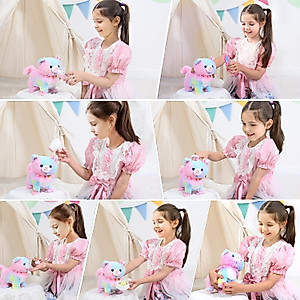 Volunna Remote Control Electronic Plush Cat Toy Pet for Girls Kids Interactive Toys, Walks, Barks, Pretend Dress Up Realistic Stuffed Animal for Age 3 4 5+ Years Old Best Gift (Cat-Colourful)