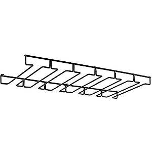 MyGift Modern Black Metal Under-Cabinet Wine Glass Holder | Stemware Storage Organizer Rack | Holds 12 Stemmed Glasses